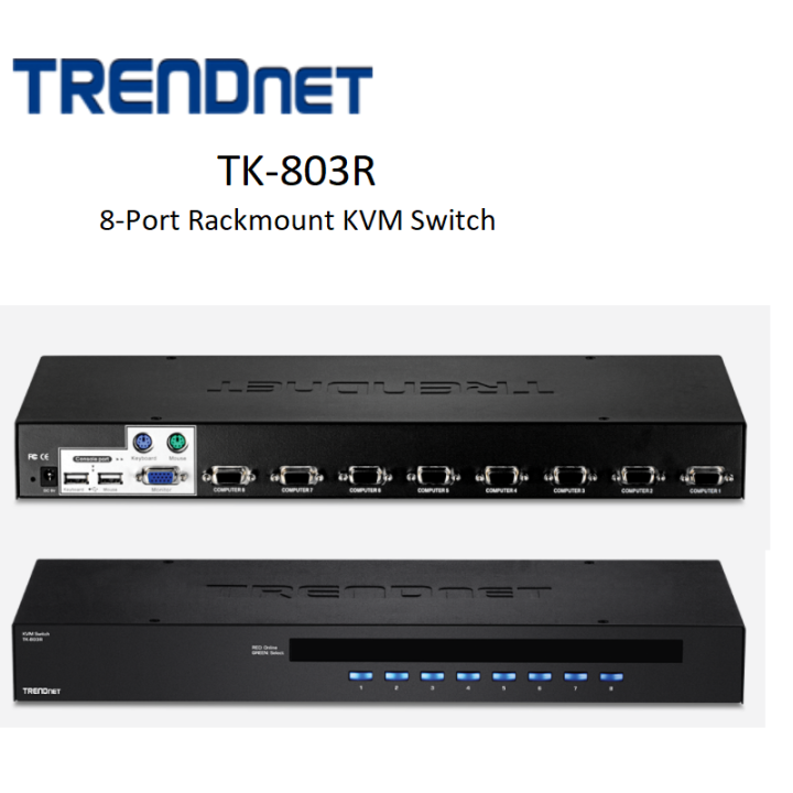 Trendnet TK-803R 8-Port Rackmount KVM Switch Controls up to 8 computers or servers ( optional ...