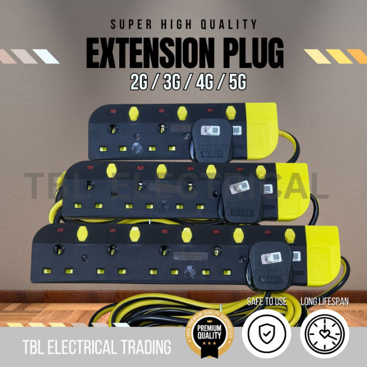 🔥SIRIM🔥Black/Yellow Serious Extension Plug 2/5 METER 2G,3G,4G,5G ...