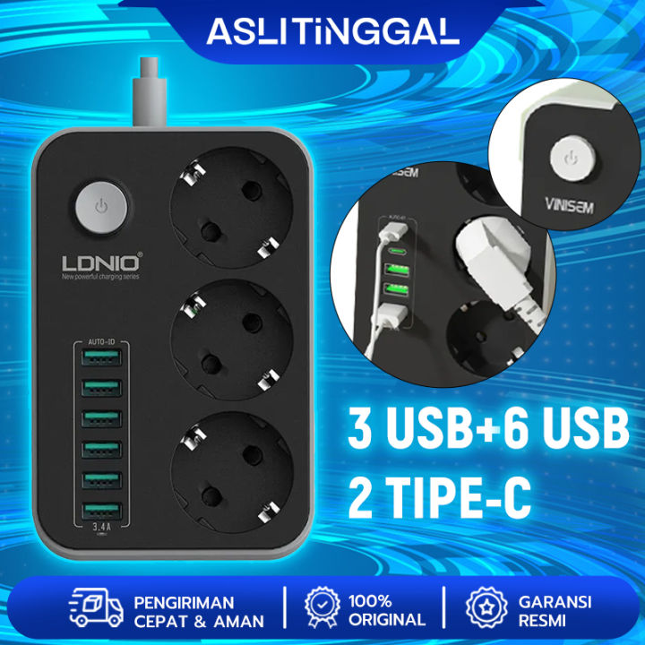Stop Kontak Colokan 3 Power lubang Socket Multifungsi 6 USB Port Charging Anti Static - Model ...
