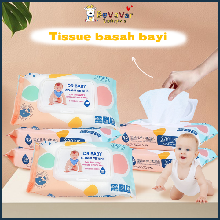 Bevavar 80 Lembar Tissue Basah bayi pure baby wipes non perfumed tisu ...