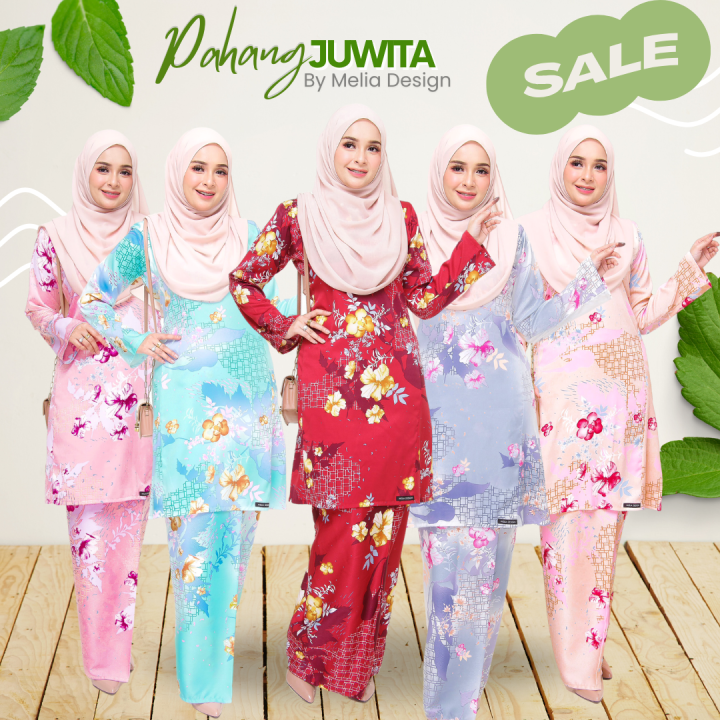 By Melia Design Baju Kurung Pesak Pahang Silk Corak Bunga Murah Viral ...