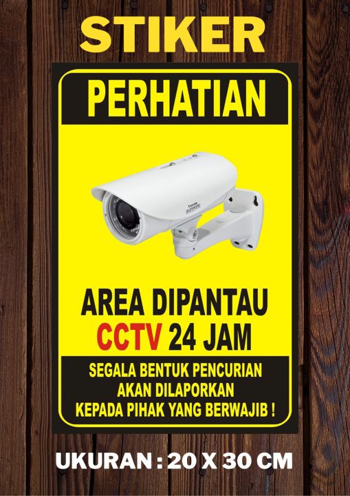STIKER CCTV / STIKER DINDING AWAS ADA CCTV 24 JAM TERPANTAU GLOSSY KLIK ...