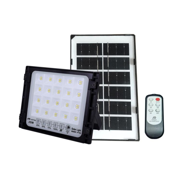 AjuSHo-JD โคมไฟสปอร์ตไลท์โซลาร์เซลล์ 20W พร้อมรีโมท รุ่นJTGD-8820D แสง ...
