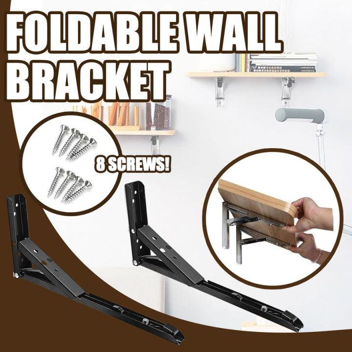 2PCS Spring Type Folding Angle Bracket Adjustable Wall Mounted Table ...