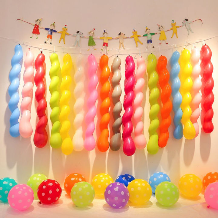 Birthday Decoration Backdrop Wall Long Spiral Balloon Glossy Twist ...