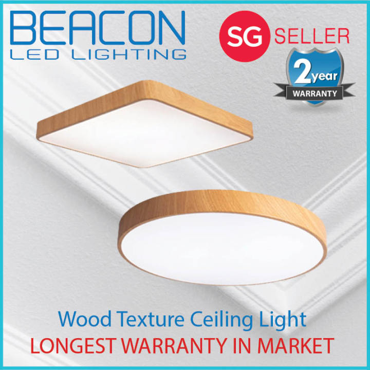 BEACON LED 40cm Wood Texture Metal Frame Ceiling Light / Nordic ...