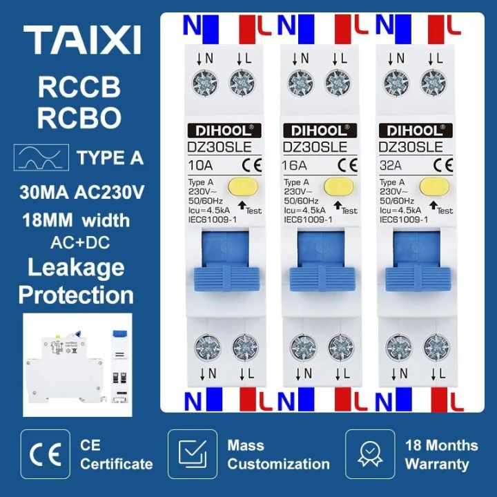RCBO Type A 220V 30MA MINI Residual Current Circuit Breaker RCD MCB RCCB 1P+N 10A 16A 20A 25A ...