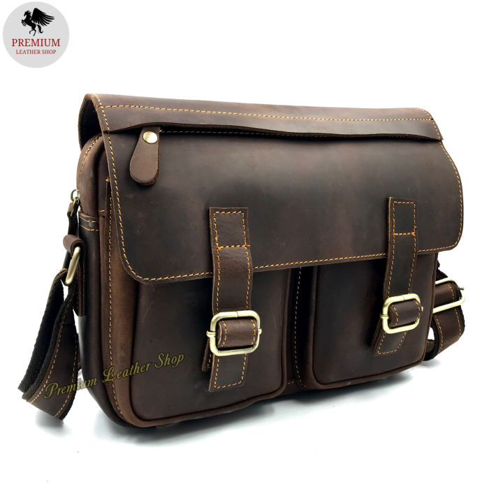 L Size Full Cow Leather Long Office Sling Bag Men Shoulder Cross Body ...