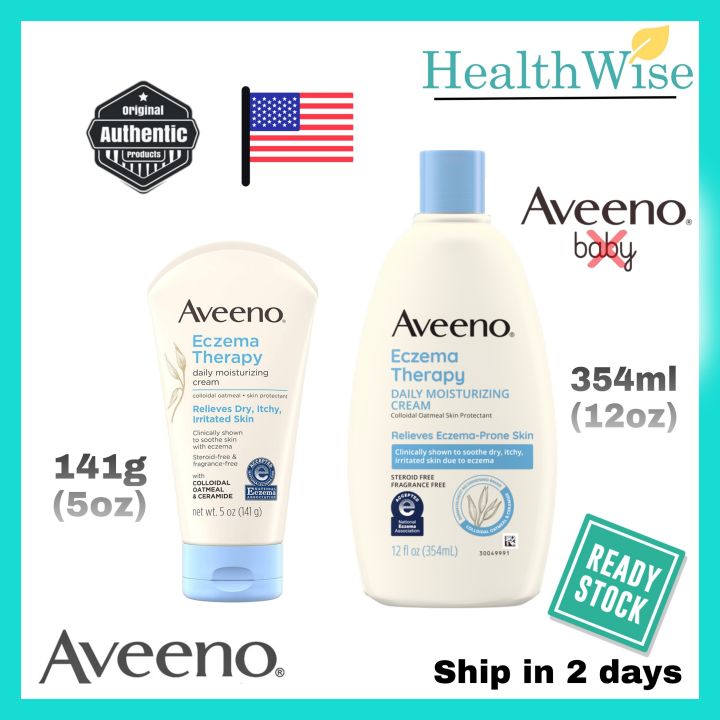 AVEENO Eczema Therapy Daily Moisturizing Cream (141g / 206g / 354g) Relieves Dry, Itchy ...