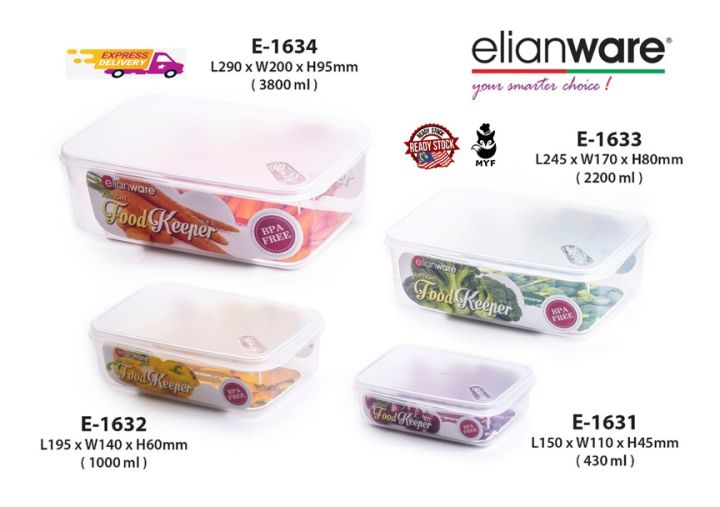 Elianware Stackable Plastic Food Containers Food Storage Food Keeper ...
