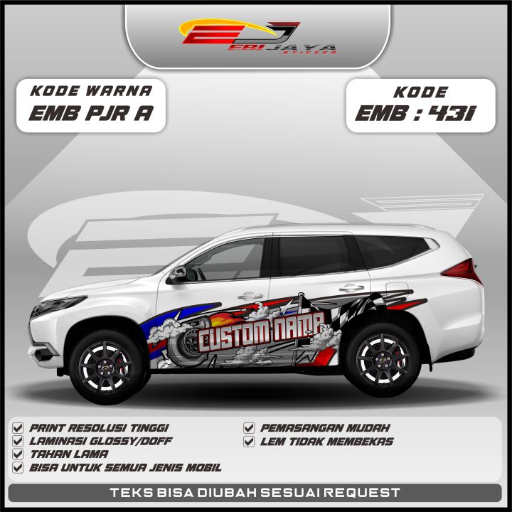 DECAL MOBIL SUV PAJERO, FORTUNER, ROCKY DESAIN TURBO DIESEL-STIKER ...