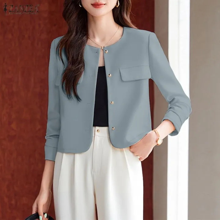 ZANZEA Korean Style Women Autumn Business Full Sleeve Button Blazer ...