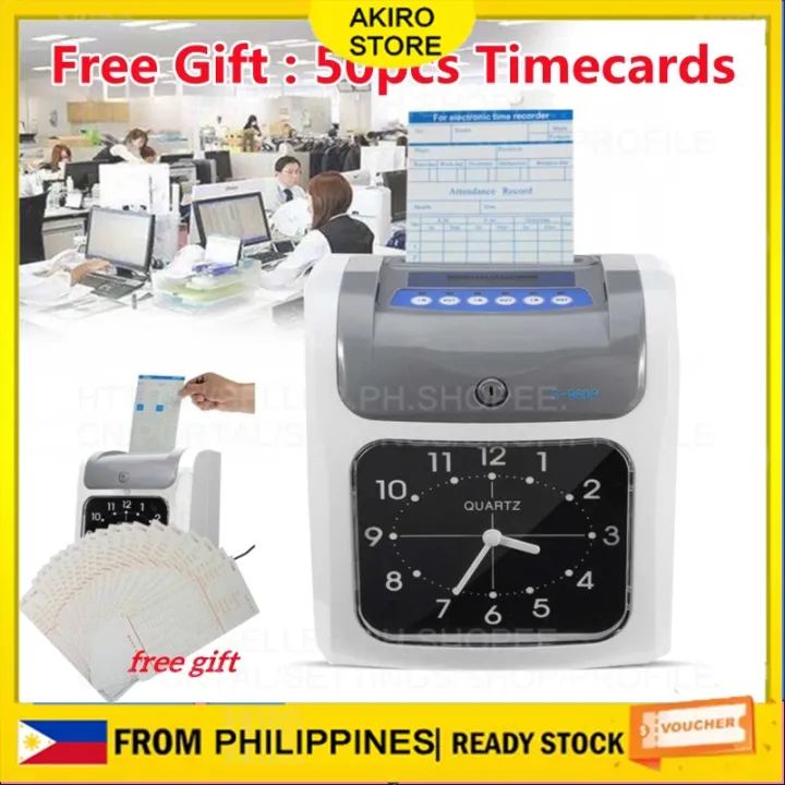 【Free 50pcs Timecard】Timecard Electronic Employee Time Clock Recorder ...