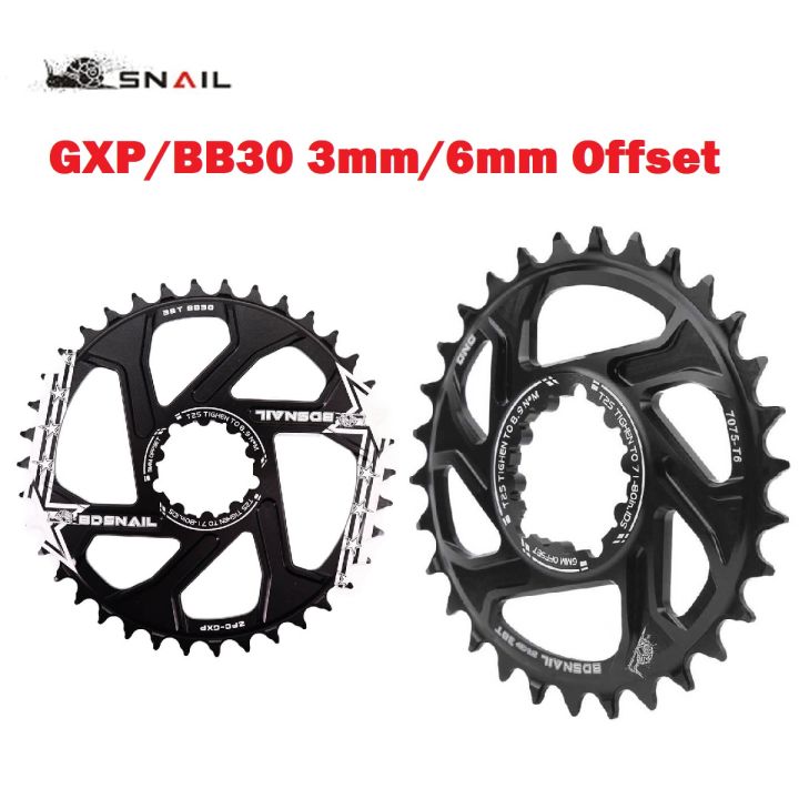 SNAIL ใบจานหน้าเดี่ยว ใบจานเดี่ยว SRAM GXP BB30 3mm/6mm offset (34T/36T/38T/40T) Tooth Plate ...