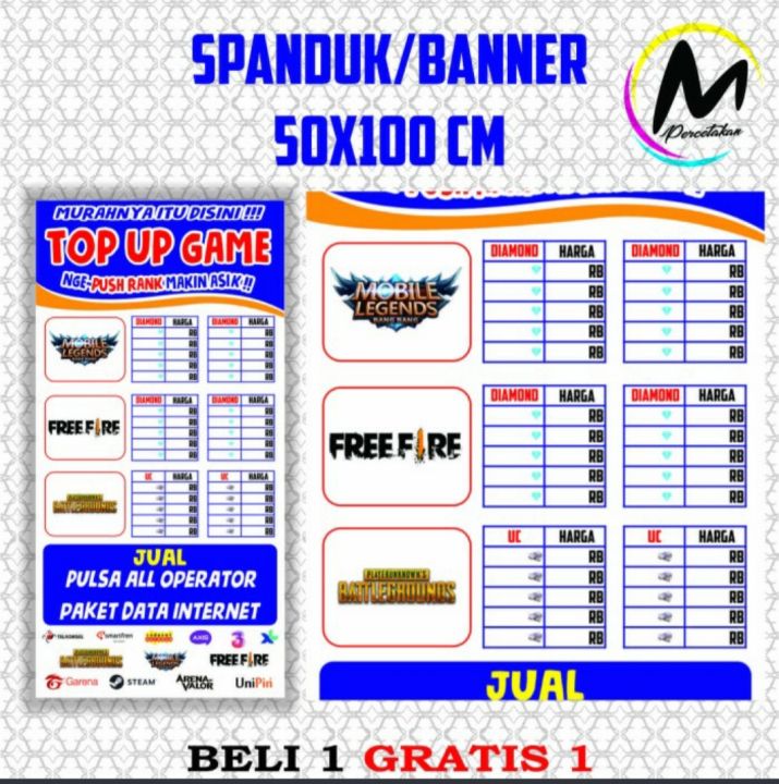 Cetak Banner Daftar Harga Spanduk Top Up Game | Lazada Indonesia