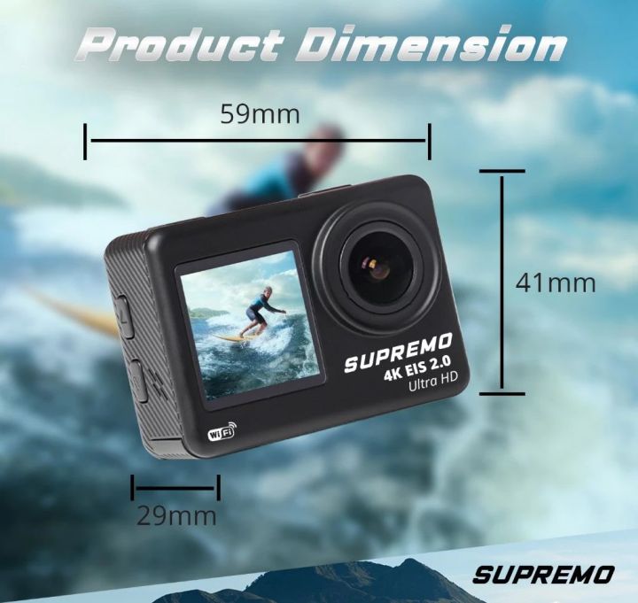 SPACETECH ] Supremo Ace 4K Dual Display Waterproof Action Camera ...