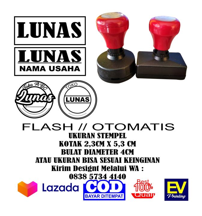 Stempel Lunas Otomatis Custom bisa pakai nama | Lazada Indonesia