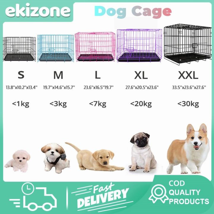 Folding Dog Cage Pet Den with Tray Skylight Bold Wire Portable Indoor ...