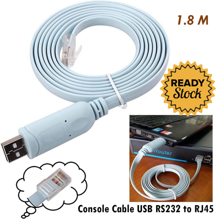 Console Cable USB RS232 to RJ45 Cisco Huawei Router Panjang 1.8 Meter ...