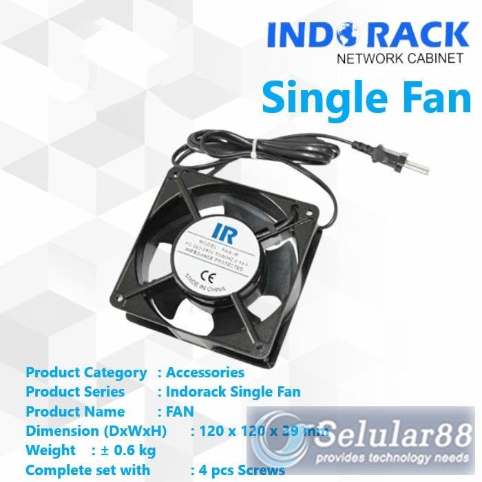 Indorack Single Fan Wallmount Kipas Pendingin Rack Server Rak ORIGINAL ...
