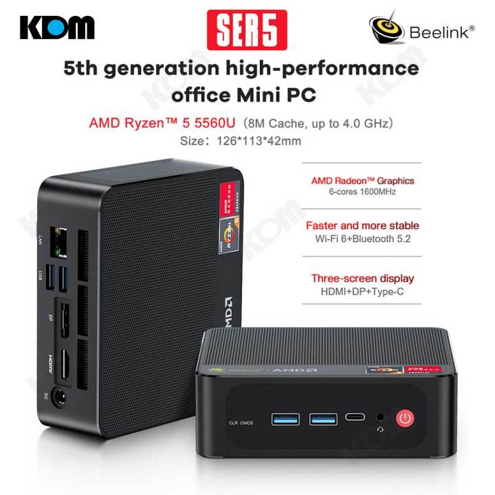 Beelink SER5 Mini PC Windows 11 Pro AMD Ryzen 5 5560U DDR4 16GB SSD ...
