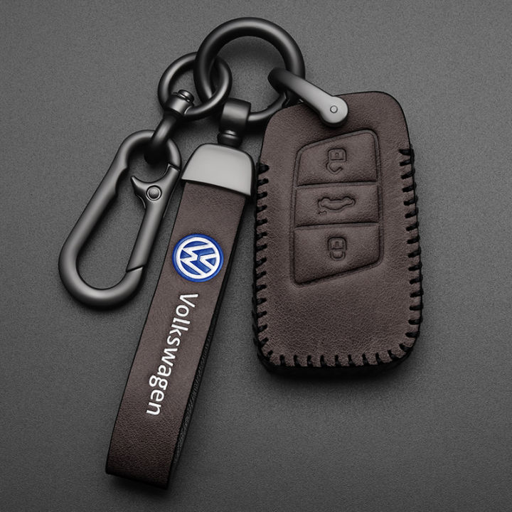 Leather Smart Remote Car Key Case Cover FOB Bag Pouch For VW Volkswagen ...