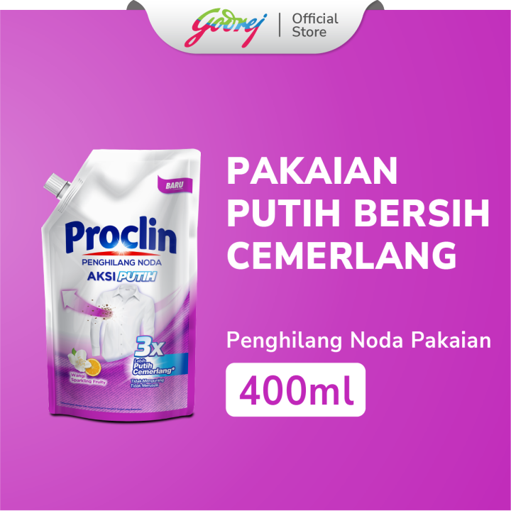 Proclin Aksi Putih Pouch 400 ml - Penghilang Noda Pakaian | Lazada ...