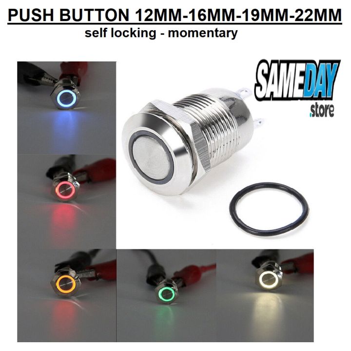 Stainless Steel Push on Switch Self Locking Momentary Saklar On Off ...