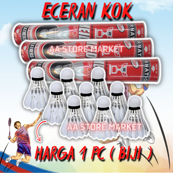 Shuttlecock Kok Bulutangkis Badminton 2 PC ( BIJI ) ECERAN KOK RAKET ...