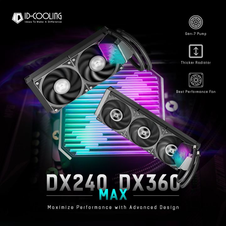 # ID-COOLING [ DX240 MAX / DX360 MAX ] - ARGB AIO Liquid CPU Cooler # [ BLACK / WHITE ] | Lazada