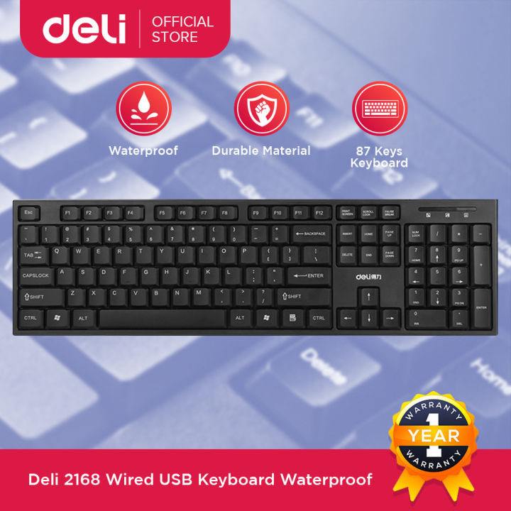 Deli 2168 Wired USB Keyboard Waterproof | Lazada PH