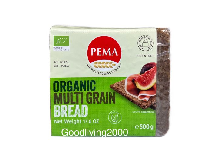 (Free shipping) PEMA Organic Multi Grain Bread 500 g (Rye, Oat, Barley ...
