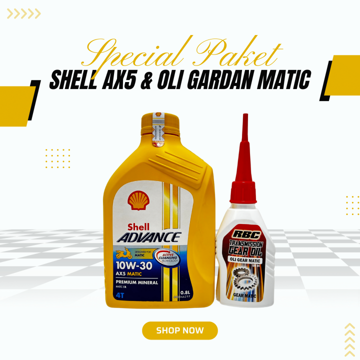 PAKET Oli Motor Matic Shell Advance AX5 10-30W 800ml & Oli Gardan Gear ...