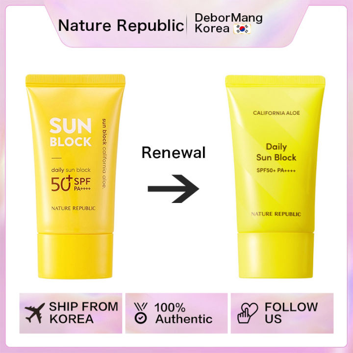 Ready stock Nature Republic California Aloe Daily Sun Block SPF50+ PA++++ 57ml - for All Skin ...
