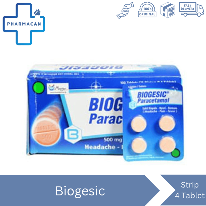 Biogesic Paracetamol 500gr Strip isi 4 Tablet | Biogesic Tablet ...