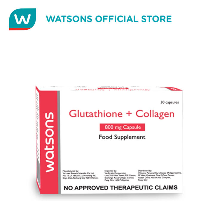 WATSONS Glutathione + Collagen 800mg Capsule Food supplement (Sold per ...
