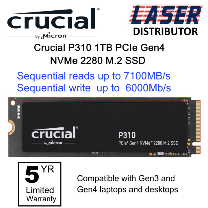 Crucial P310 1TB PCIe Gen4 NVMe 2280 M.2 SSD (CT1000P310SSD8) | Lazada Singapore