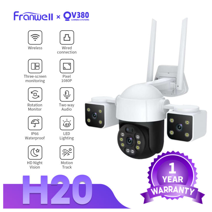V380 H20 12MP Triple Lens Security Camera WiFi Wireless Outdoor Home ...