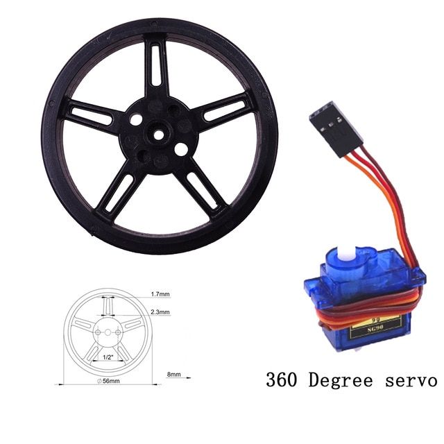 Sg90 Power Kit 9g 360 Degree Continuous Rotation Servo With Servo Wheel ...