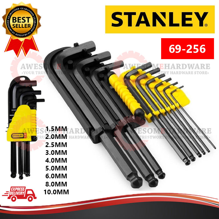 (LONG ARM) STANLEY 69-256 9PCS HEX KEY SET ALLEN KEY SET IN MM METRIC ...