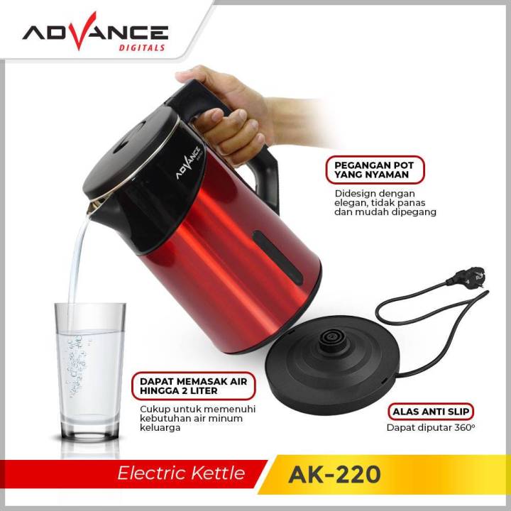 [READY STOK] Teko Listrik AK220 Kettle Teko Listrik 2 Liter Body SUS304 ...