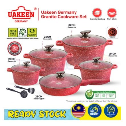 🌹READY STOCK🌹 Original Uakeen 12 pcs (VK45) Granite Cookware Coating ...