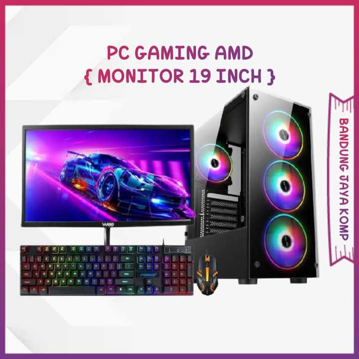 PC Gaming Full Set AMD Ryzen 5 5600G Ram 16GB SSD/HDD Monitor 24 Inch ...