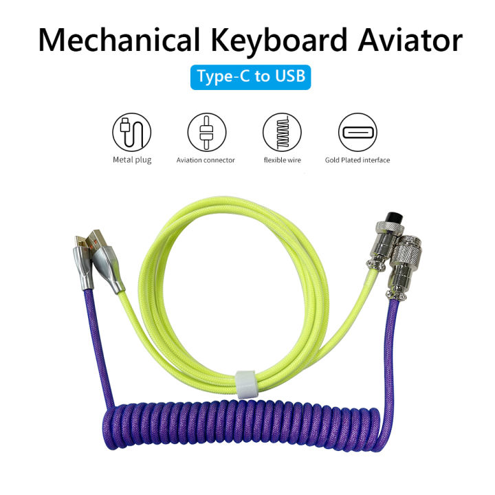 Professional Coiled Type-C USB Wire for Mechanical Keyboard Aviator ...