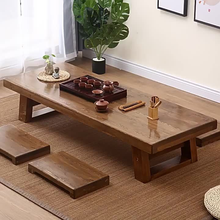Simple Solid Wood Japanese Style Tea Table Zen Balcony Tatami Tea Table ...