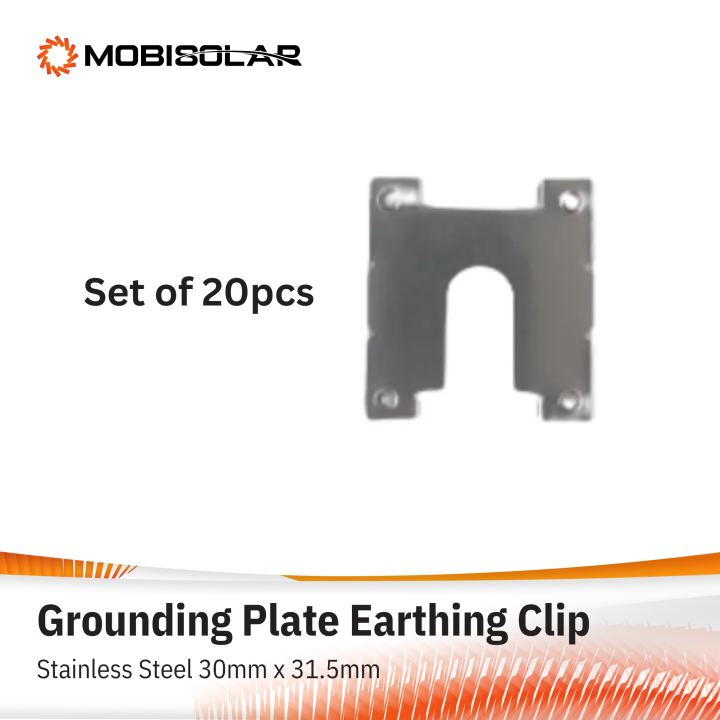 20pcs Solar Panel Stainless Steel Grounding Plate Earthing Clip 30mm x ...