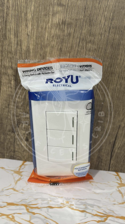 Royu Wide Series 1 Way Switch with Reflector Set 3 Gang WD515 | Lazada PH