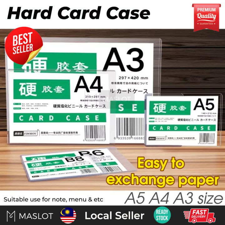 A4 / A5 / A3 Hard Card Case Clear PVC for Memo, Certificate, Menu, Name ...