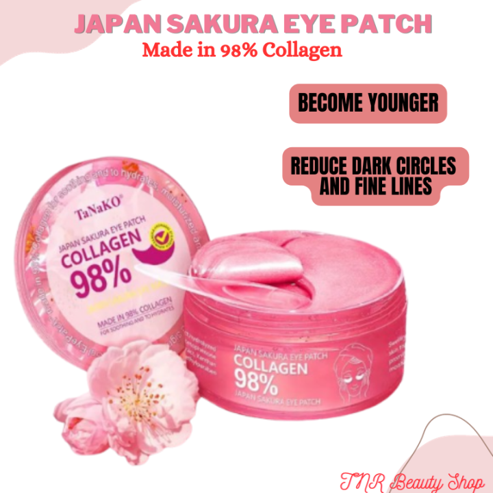 TANAKO SAKURA 98% Collagen Eye Mask / Hydrogel 98% Aloe vera Anti Aging ...