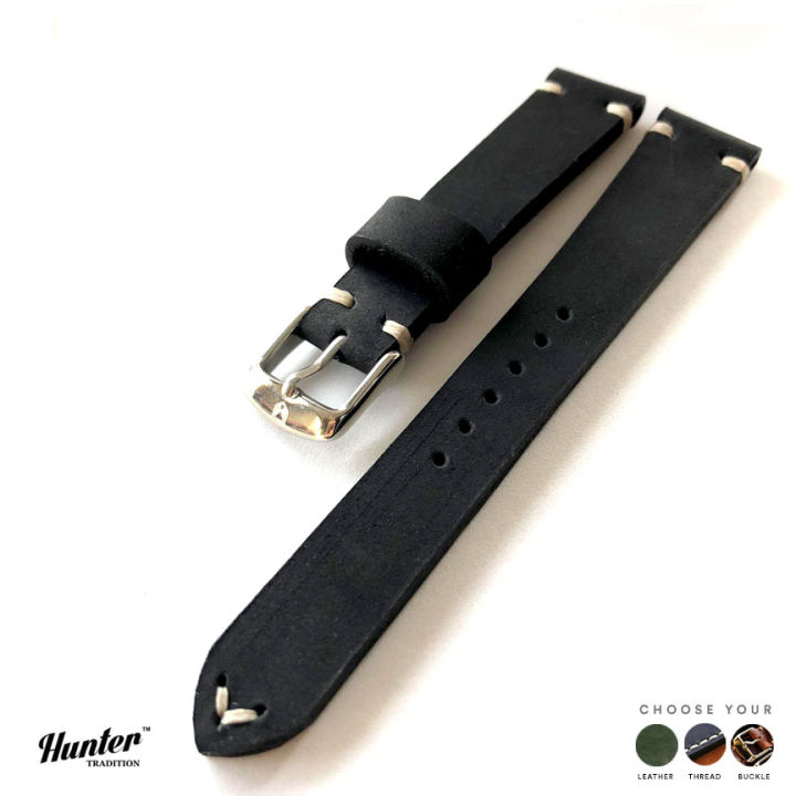 Hunter Tradition Thadd Black Leather Strap 18mm | Lazada PH